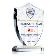 Police Dispatcher Retirement Plaque – Custom Crystal Shield Award