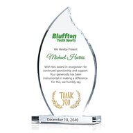 Flame Shaped Appreciation Award Plaque