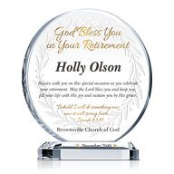 Circle Shaped Crystal Retirement Award Plaque